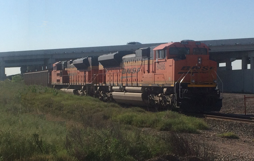 BNSF 8486 21May2015 Waiting SB with Coal at the US 287 Overpass